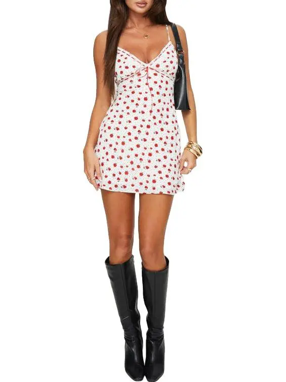 Princess Polly Karena Floral Mini Dress - White/red