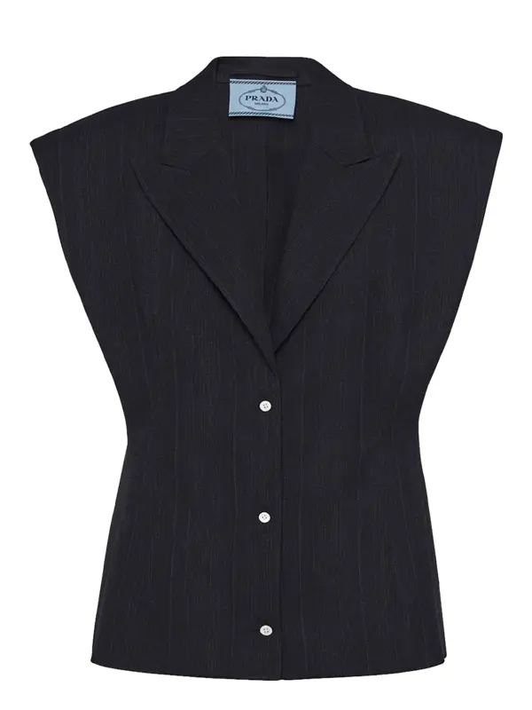 Prada Belted Wool Vest - Navy