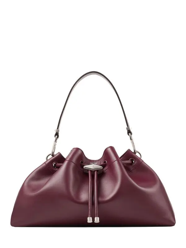JIMMY CHOO Cinch Medium Leather Handbag - Garnet/antique Silver