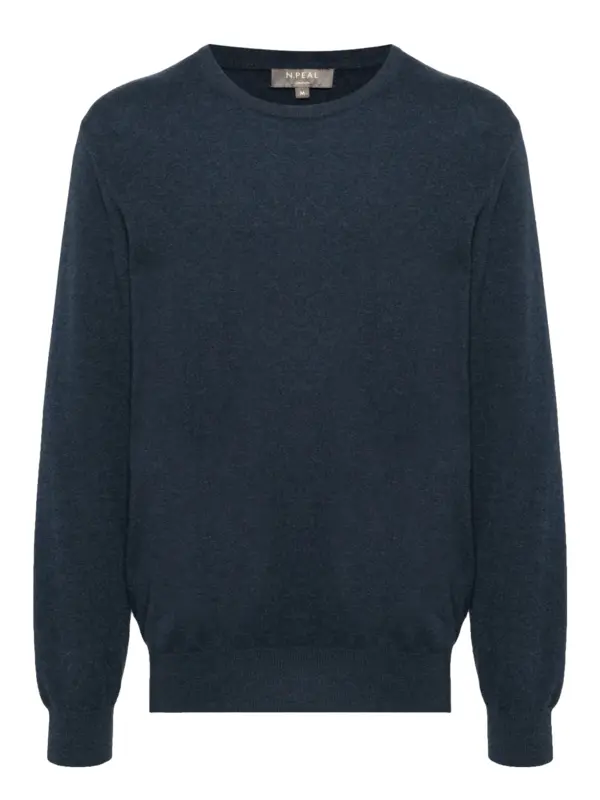 N.peal Oxford Round Neck Jumper - Blue