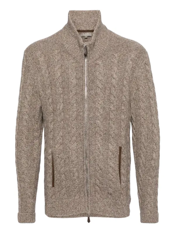 N.peal Richmond Cable Cashmere Cardigan - Brown