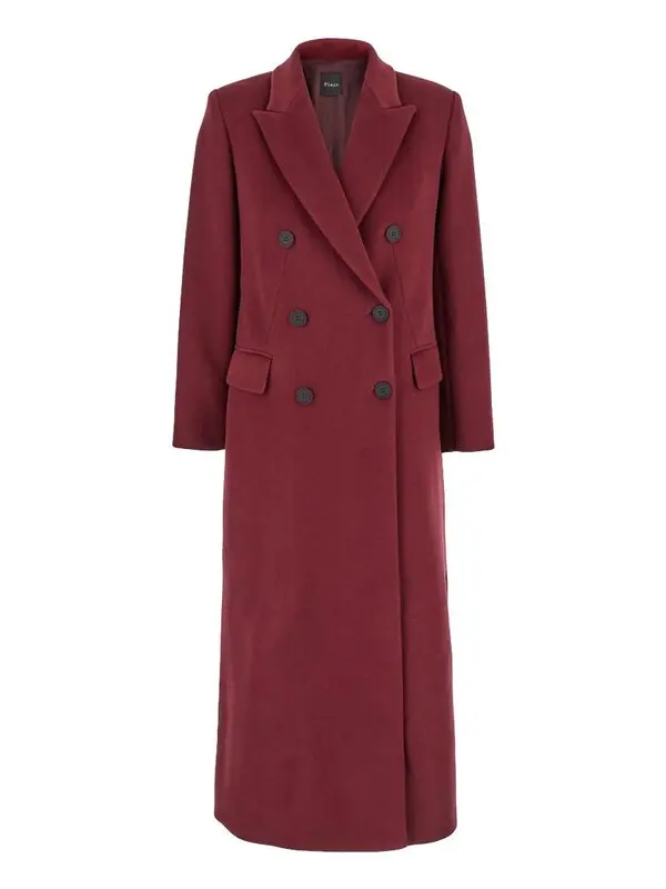 PLAIN Long Double-breasted Coat - Red