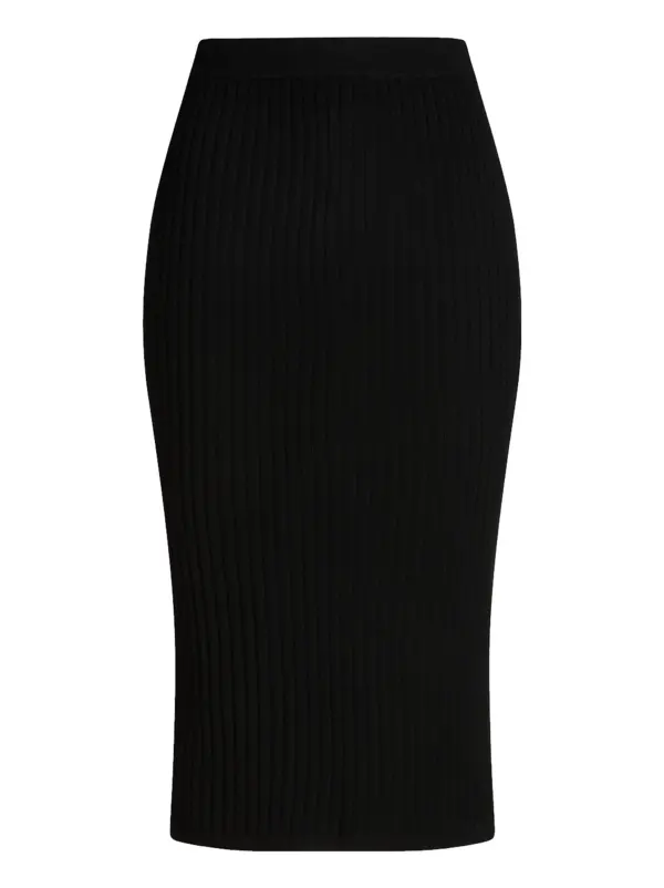 N.peal Ribbed Cashmere Midi Skirt - Black