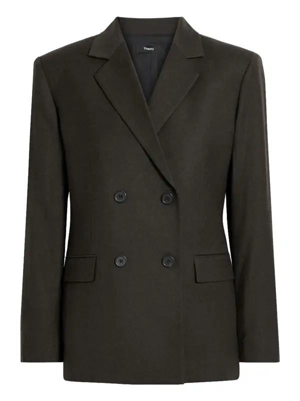 Theory Double-breasted Wool-felt Blazer - Army Green