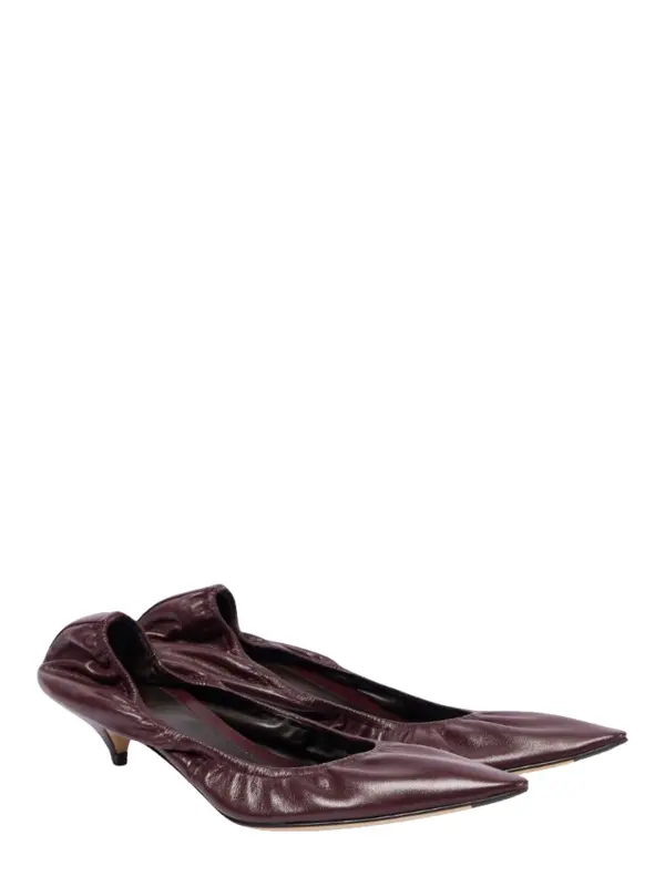 THE ROW Liisa Leather Pumps - Burgundy