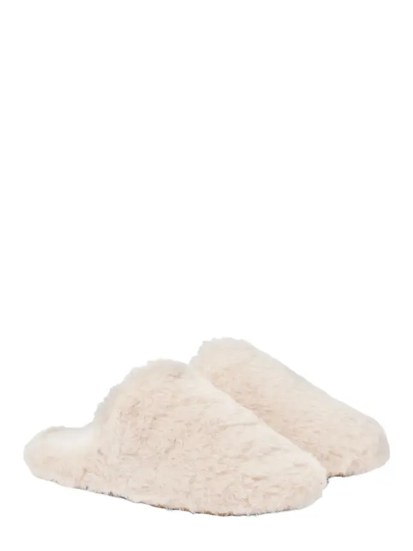 Max Mara Teddy Slippers - White