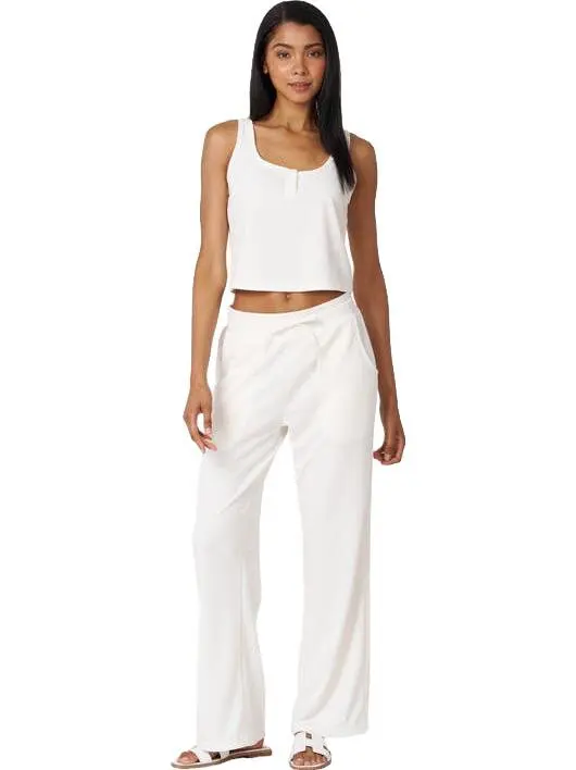 REBODY Retreat Waffle Wide Leg Pant - White