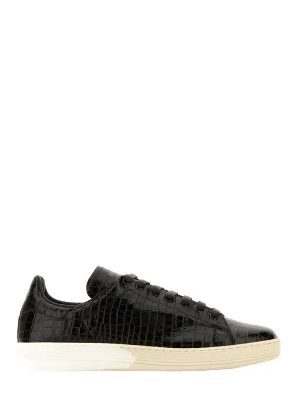TOM FORD Warwick Embossed Crocodile Sneakers - Black