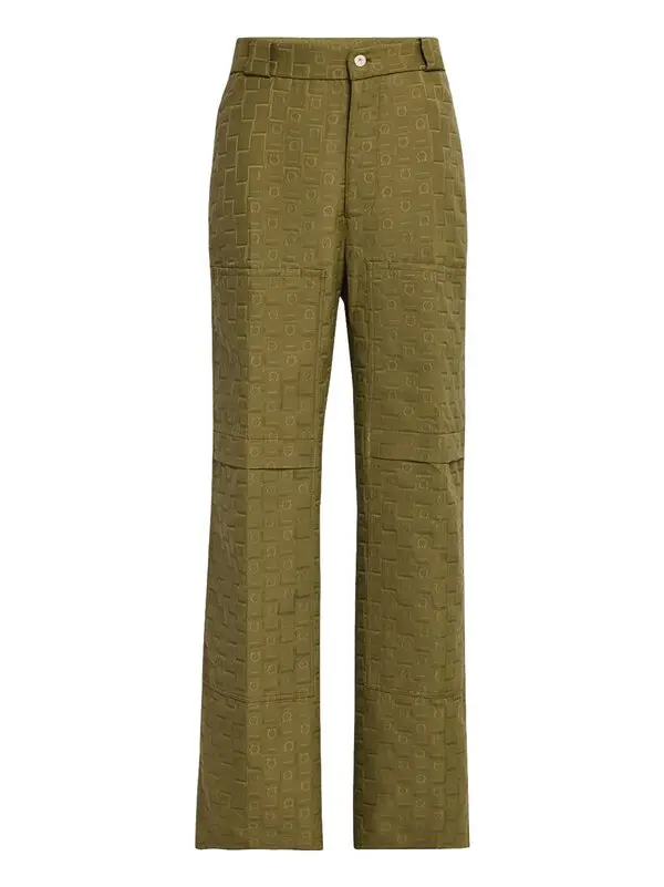 FERRAGAMO Monogram Jacquard Cargo Pants - Olive