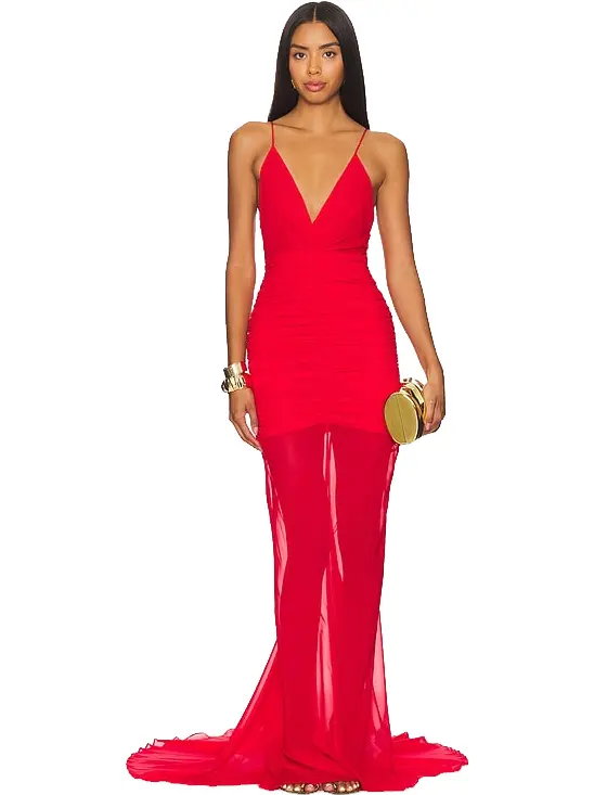 Giuseppe Di Morabito Gathered Dress With Train - Red