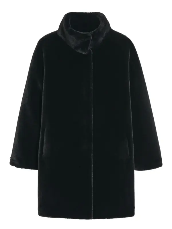 Apparis High-neck Faux Fur Coat - Black