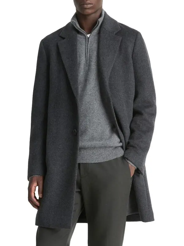 Vince Classic Wool Blend Coat - Charcoal