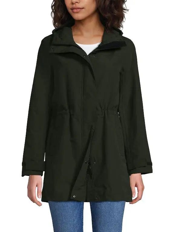 LANDS' END Squall Hooded Waterproof Raincoat - Darkest Olive