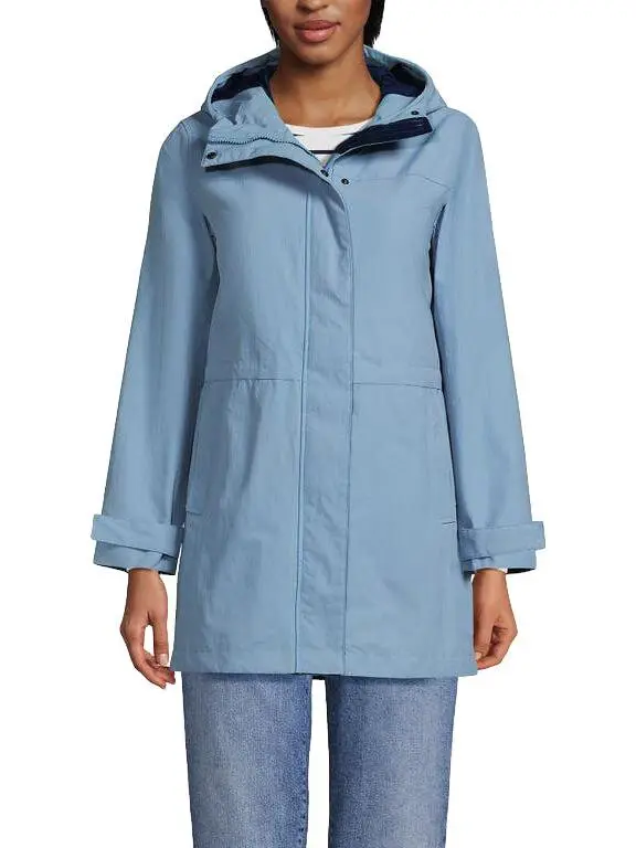LANDS' END Squall Hooded Waterproof Raincoat - Pale Slate Blue