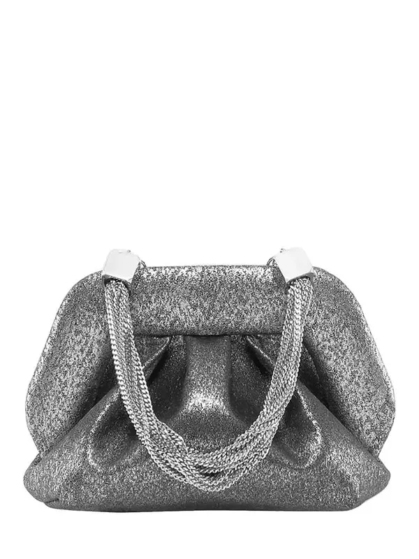 THEMOIRE Gea Palma Metallic Clutch - Silver