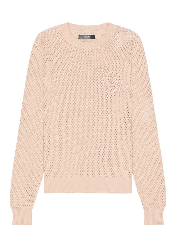 Amiri Ma Swirl Crochet Crewneck - Blush