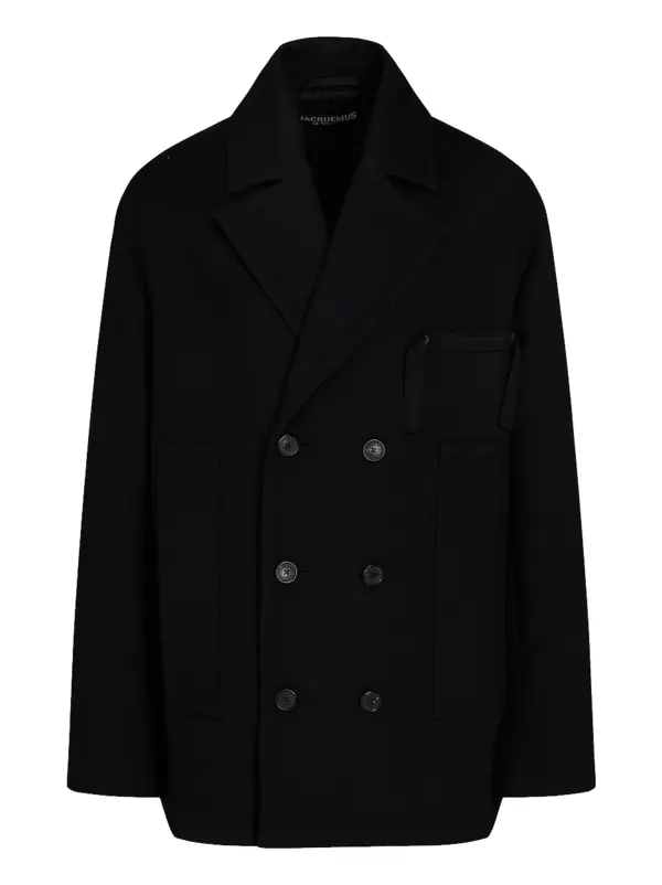 Jacquemus Double-breasted Wool-twill Pea Coat - Black