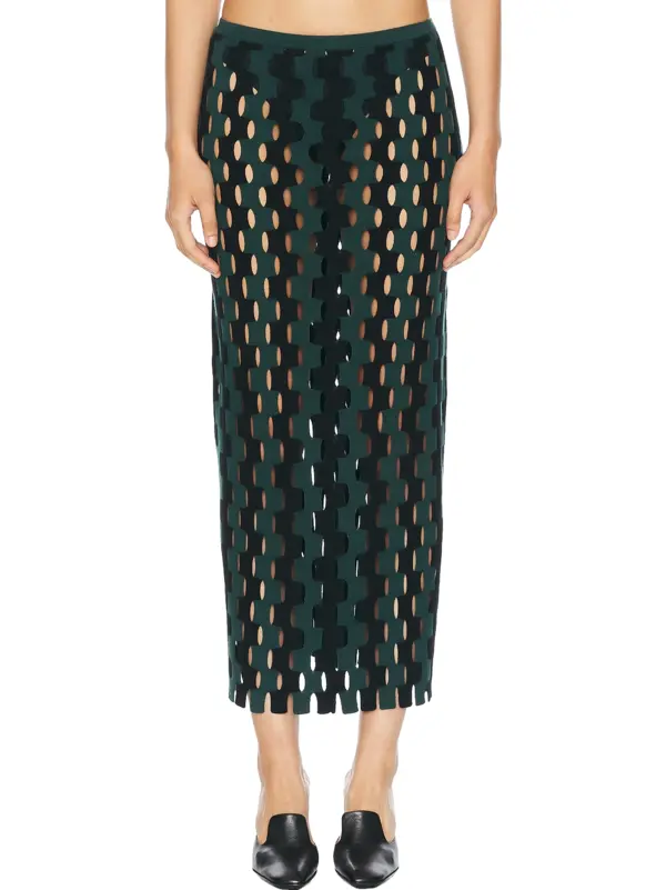 ZANKOV Marshall Open Knit Skirt - Eucalyptus & Black