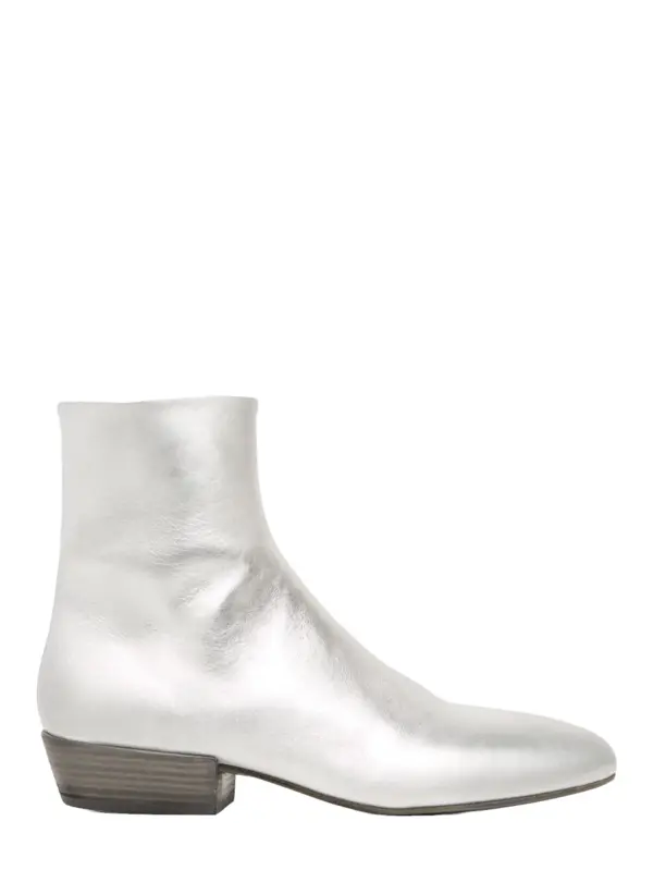 Marsèll Metallic Leather Ankle Boots - Silver