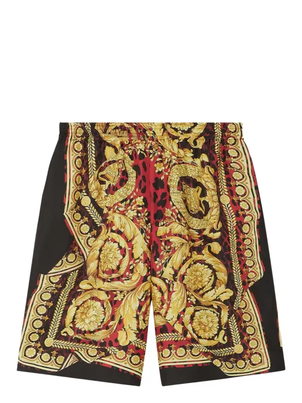 Versace Wild Barocco Silk Shorts - Yellow
