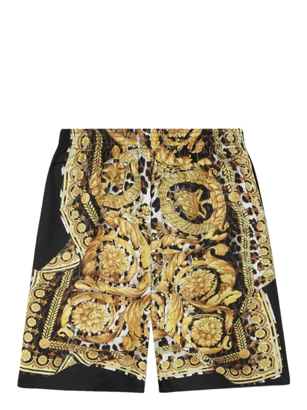 Versace Wild Barocco Silk Shorts - Yellow