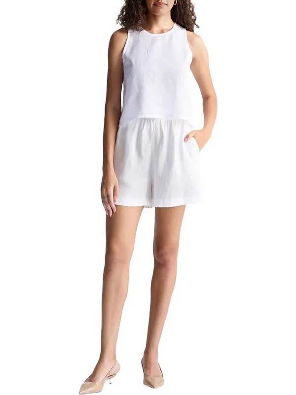 REISTOR Button Back Embroidered Crop Top - Coconut White