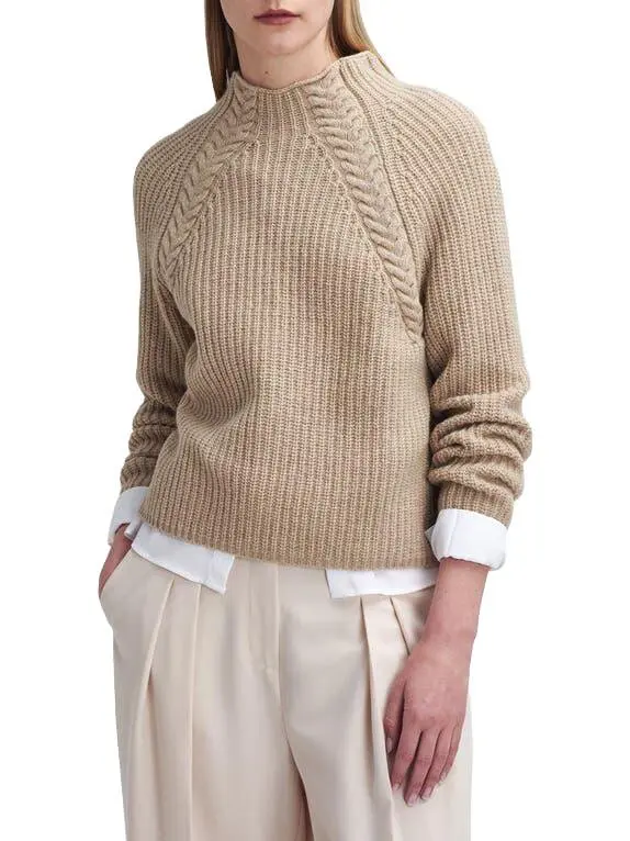 Barbour Rhonda Funnel Neck Wool-blend Sweater - Honey Yellow