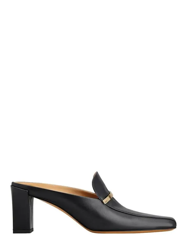 TOD'S Leather Bar Loafer Mules - Nero