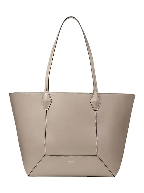JIMMY CHOO Diamond Logo-embossed Leather Tote Bag - Taupe/taupe