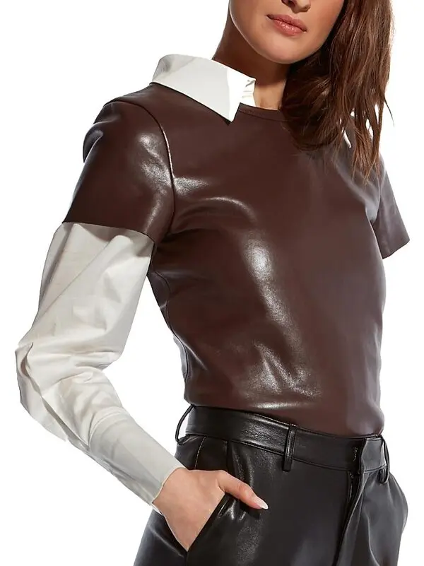 AS By DF Recycled Leather Tee - Mahogany