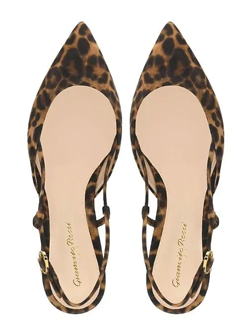 GIANVITO ROSSI Ascent 05 Slingback Ballet Flats - Leopard Print Suede