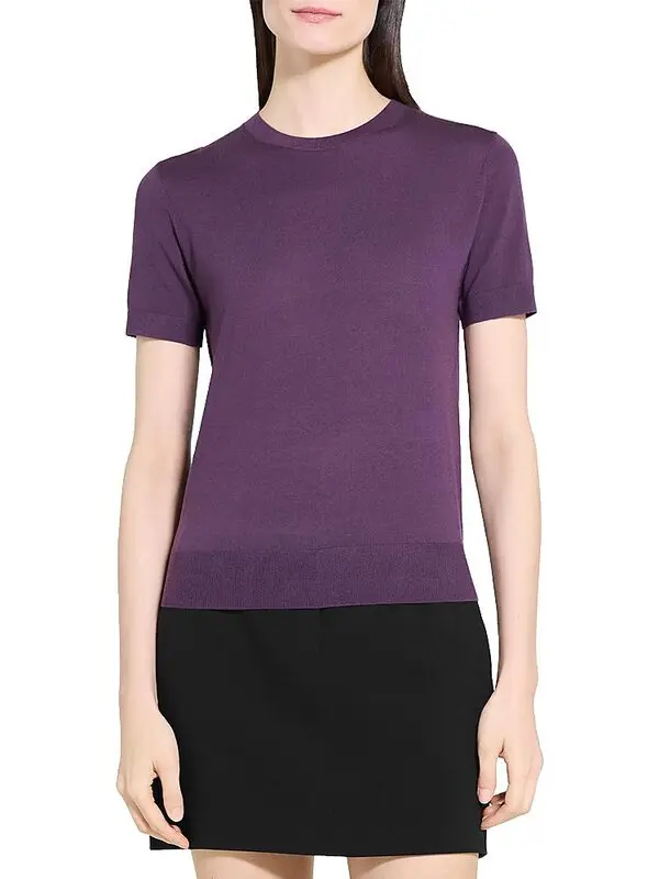 Theory Lightweight Wool Top - Black Iris