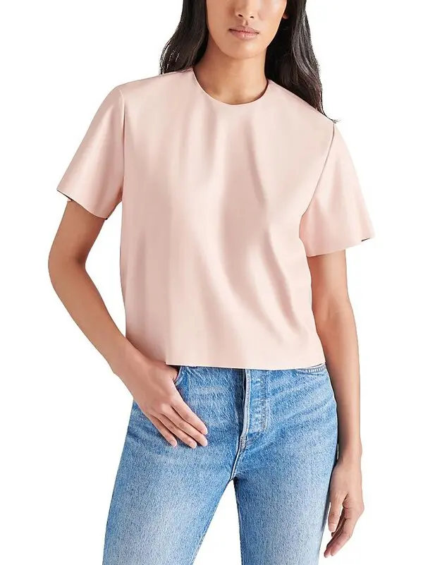 Steve Madden Ezra Faux Leather Top - Ash Rose