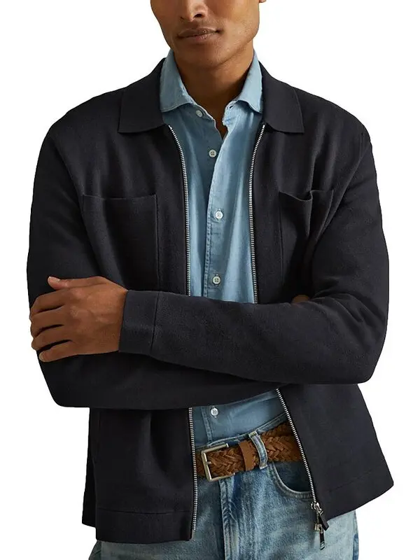 REISS Rivers Zip-front Jacket - Navy