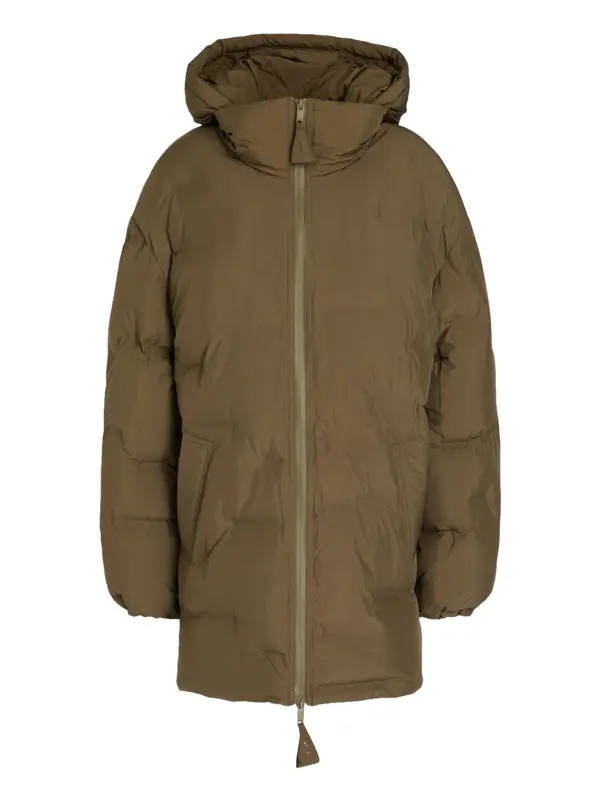 GANNI Quilted Shell Hooded Jacket - Army Green