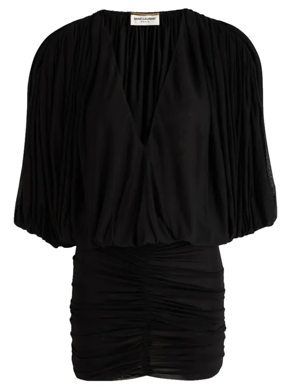 Saint Laurent Draped Mini Dress - Black