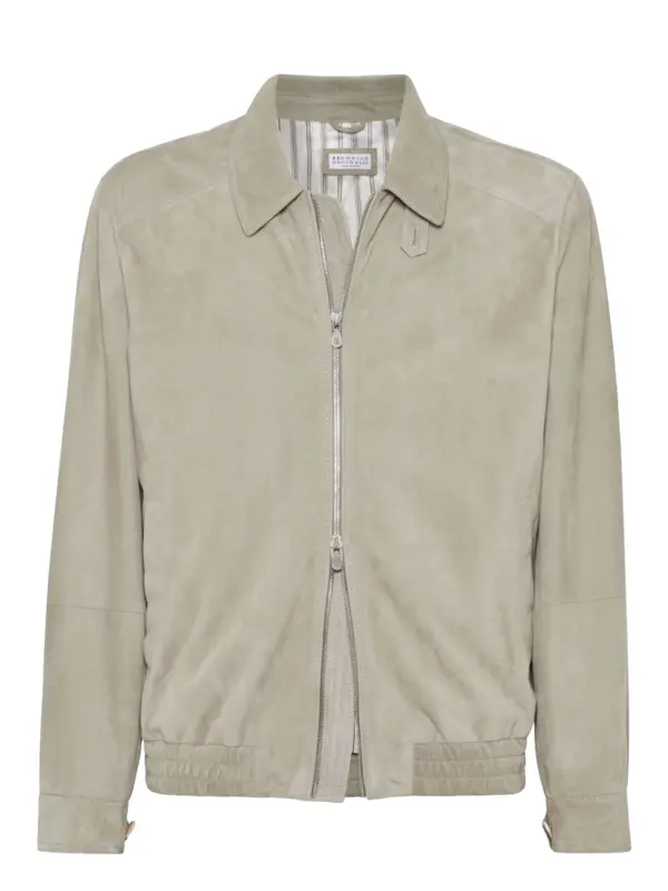 Brunello Cucinelli Zip-up Suede Jacket - Green