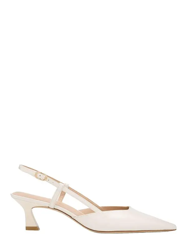 STUART WEITZMAN Vinnie Patent Kitten Slingback Pumps - Cream