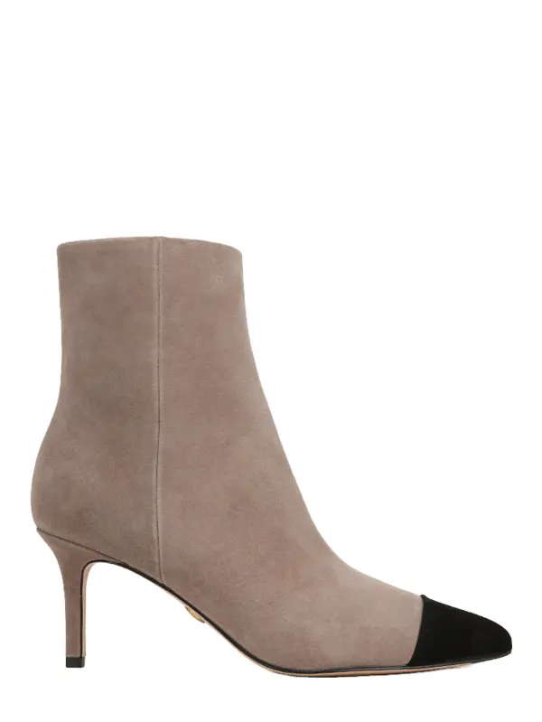 Veronica Beard Lisa Cap-toe Booties - Taupe/black