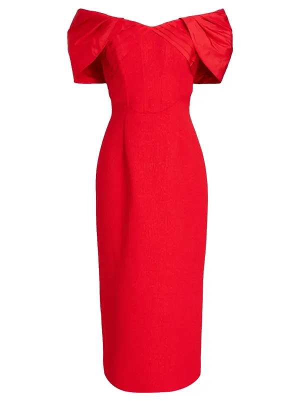 Rebecca Vallance Chiara Off-the-shoulder Midi Dress - Red