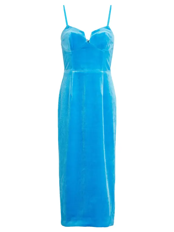 Rebecca Vallance Bernadette Stretch-velvet Midi Dress - Azure