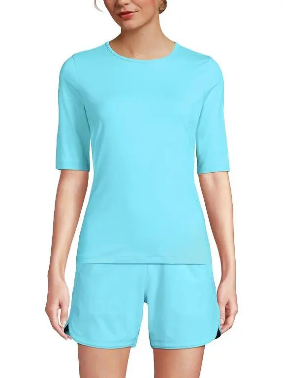 LANDS' END Upf 50 Elbow Sleeve Rash Guard - River Mist