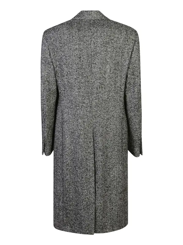 LARDINI Herringbone Wool-blend Coat - Black