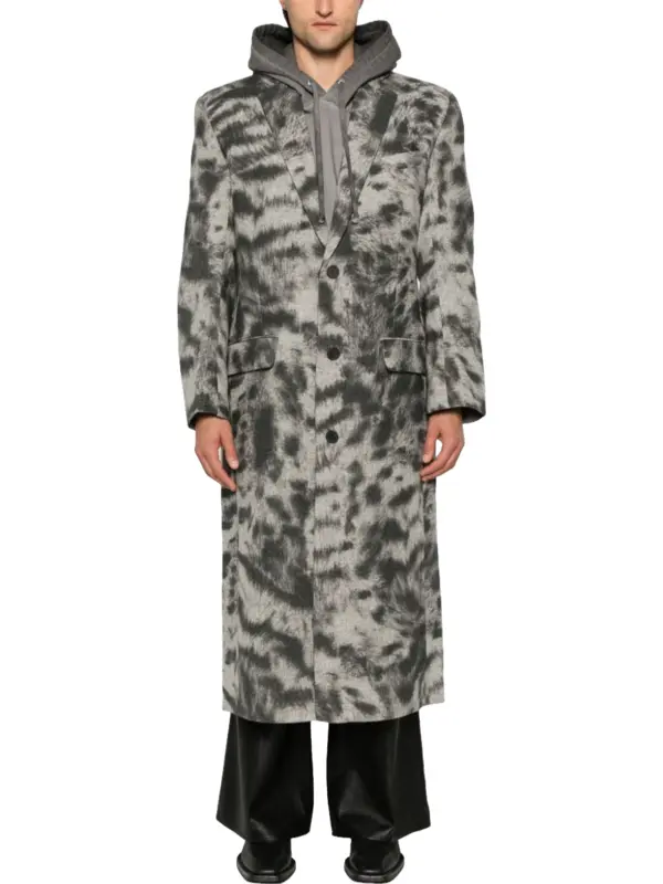 JORDANLUCA Claridges Herringbone Wool Coat - Grey