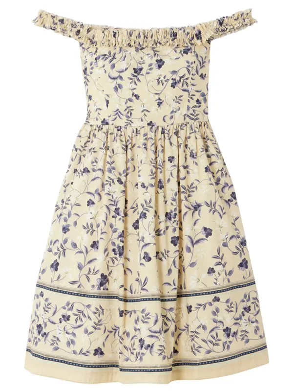 Agua Bendita Achiote Café Floral-print Cotton-poplin Mini Dress - Cream