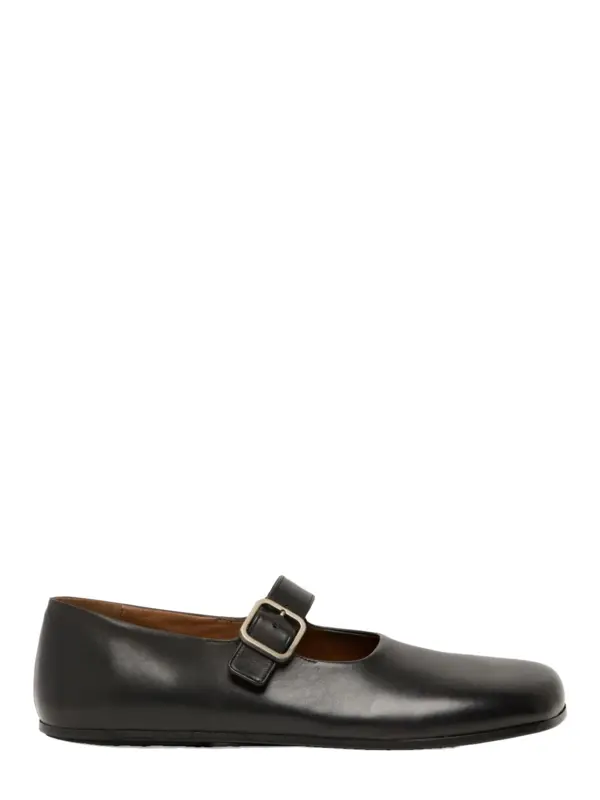 Marsèll Buckled Leather Ballerina Shoes - Black