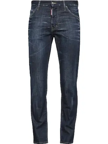 Dsquared2 Skinny Jeans With Leather Trims - Blue
