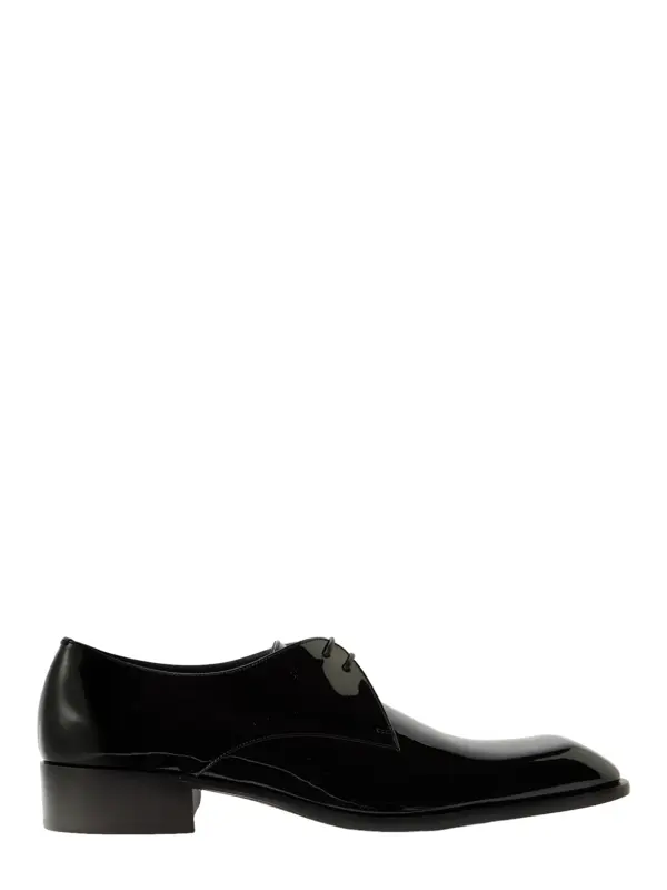 Saint Laurent Vadim Patent-leather Derby Shoes - Black