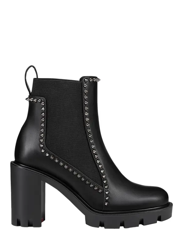 CHRISTIAN LOUBOUTIN Out Line Spikes Leather Chelsea Booties - Black