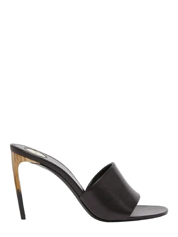 Saint Laurent Lodge Leather Mule Sandals - Black